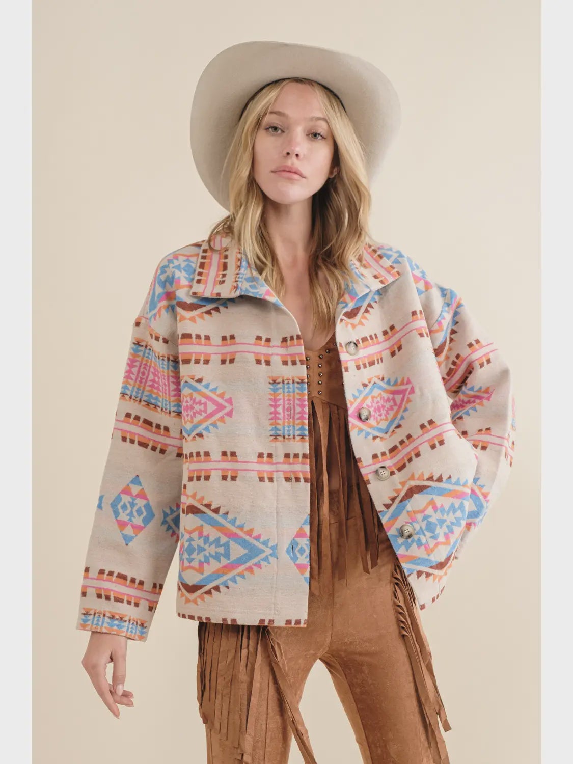 Aztec Jacquard Mock Neck Western Jacket | The Western Ranch